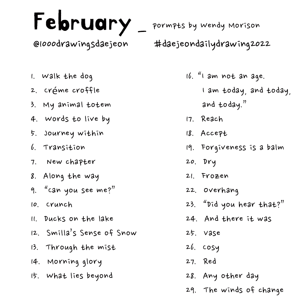 February – Wendy Morison – 1000 Drawings – Daejeon